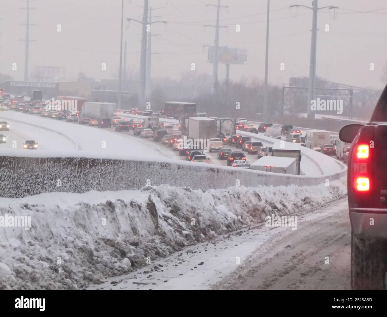 Horizontal view from drivers perspective of gridlocked traffic on our ...