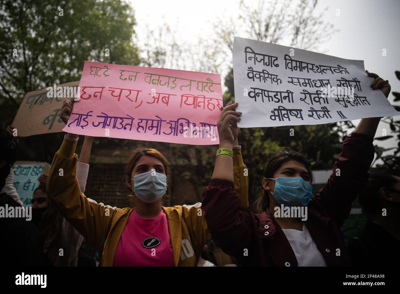 Kathmandu, Nepal. 19th Mar, 2021. Environmental activists holding ...