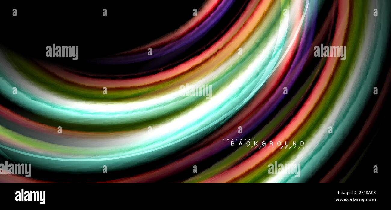 Multicolored wave lines on black background design. Multicolored wave ...