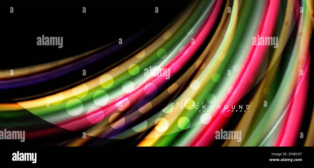 Multicolored wave lines on black background design. Multicolored wave ...