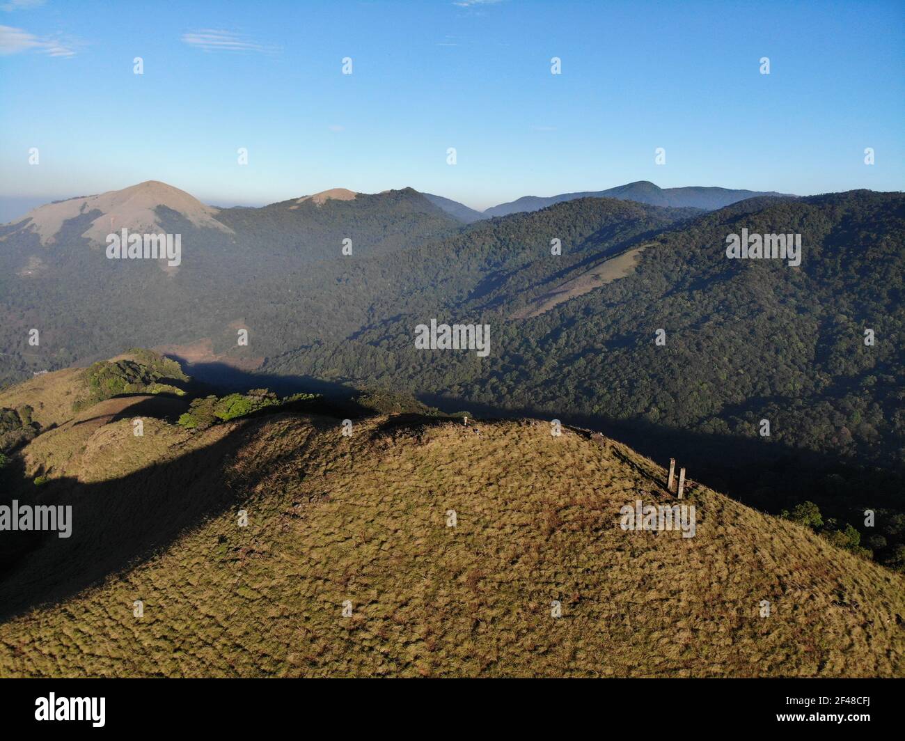 Aerial view of a mountain top in Wayanad (Kerala) photographed during ...