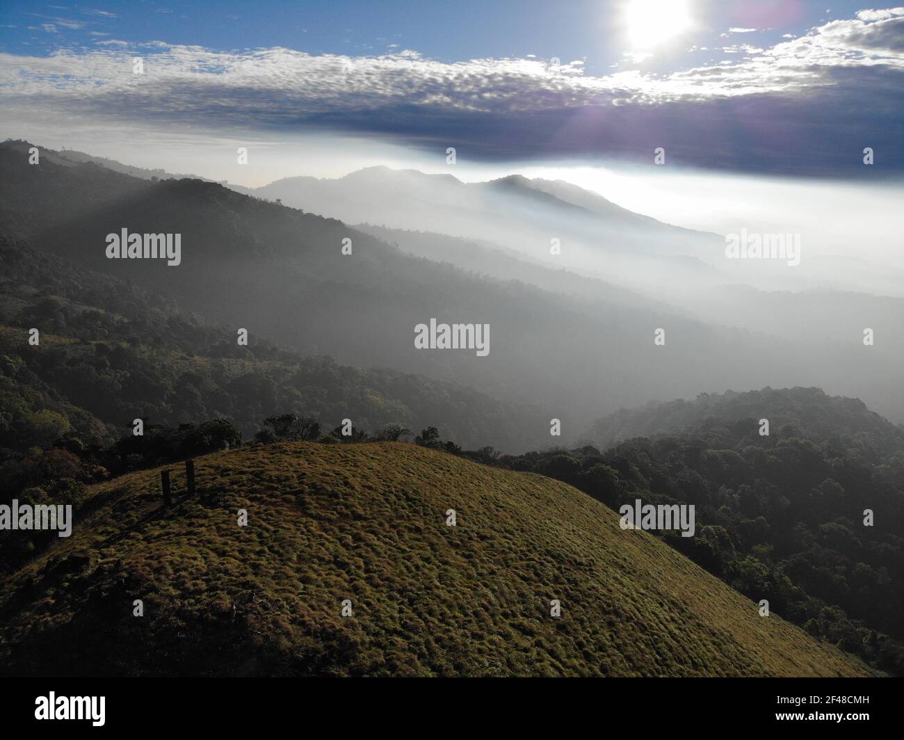 Aerial view of a mountain top in Wayanad (Kerala) photographed during ...