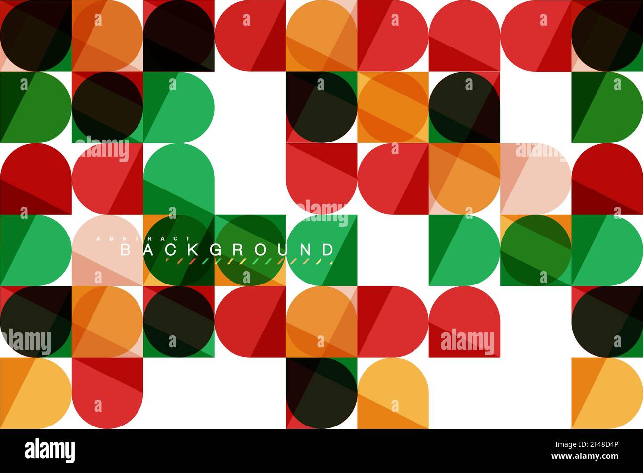 Round square geometric shapes on white, tile mosaic abstract background ...