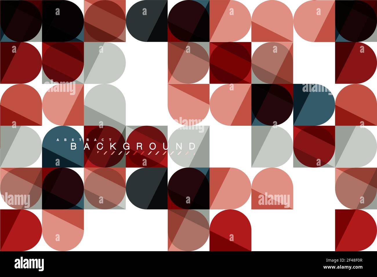 Round square geometric shapes on white, tile mosaic abstract background ...