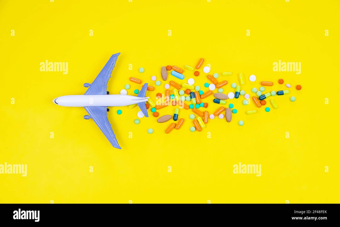Taking medicine on plane hi-res stock photography and images - Alamy