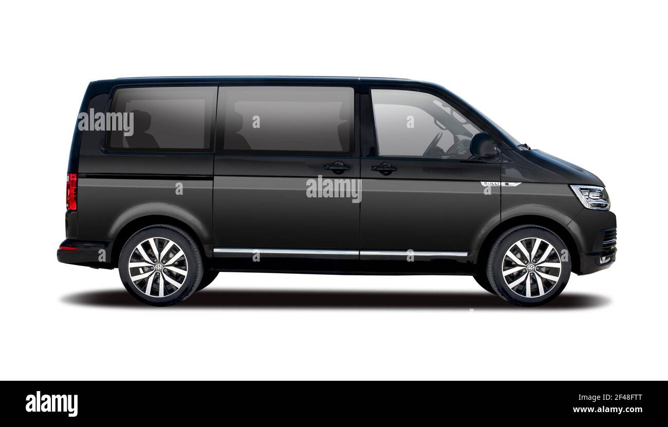 Black multivan side view isolated on white background Stock Photo - Alamy