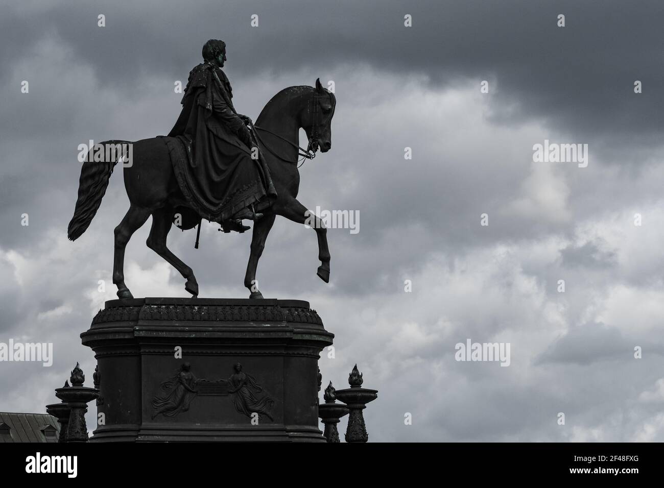The statue of King Johann from Sachsen by the Semperoper, Dresden, Germ ...