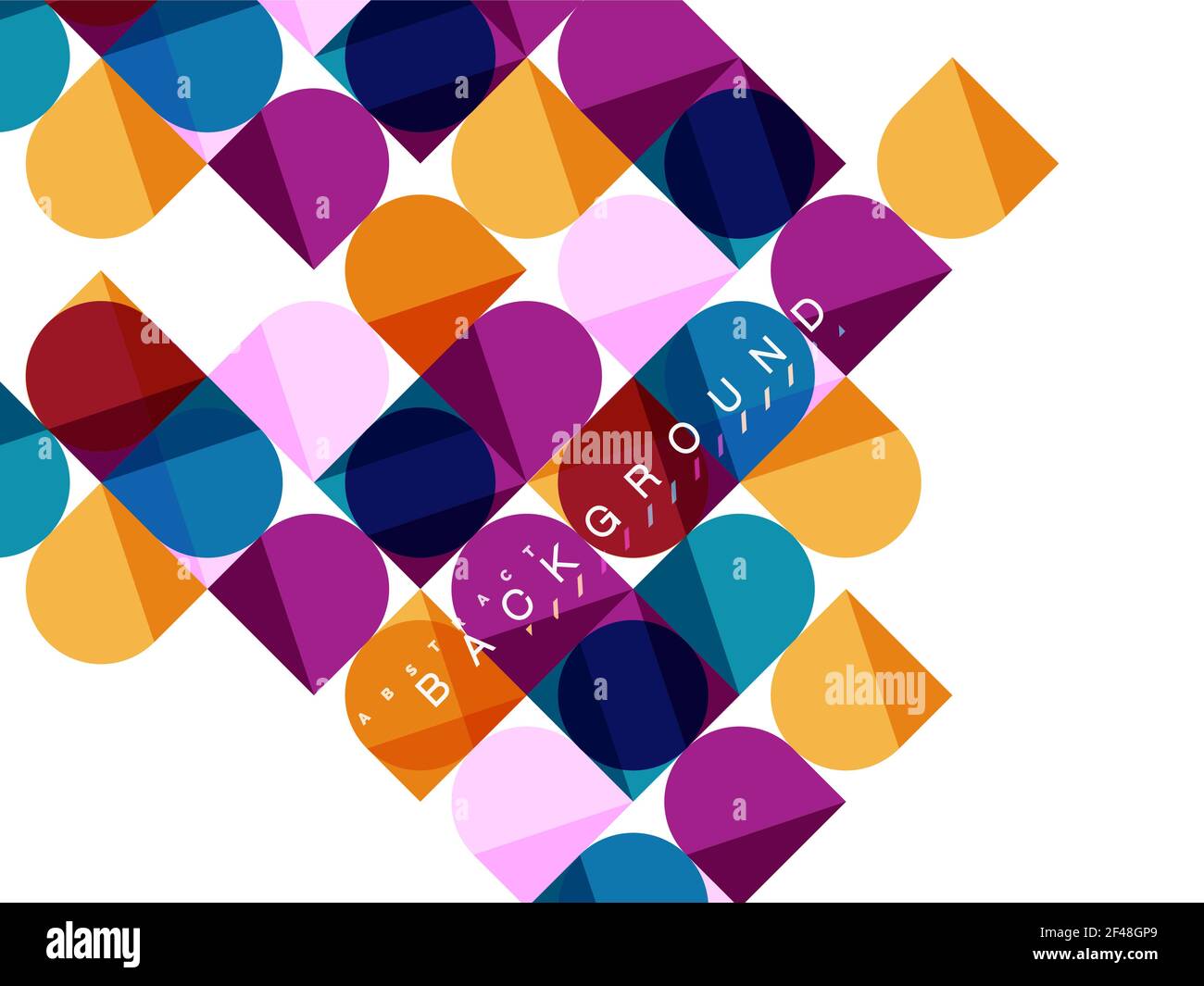 Round square geometric shapes on white, tile mosaic abstract background ...