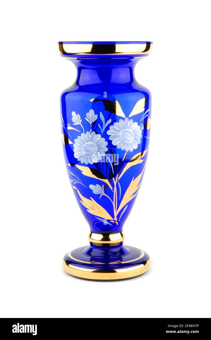 Blue vase, isolated on a white background Stock Photo - Alamy