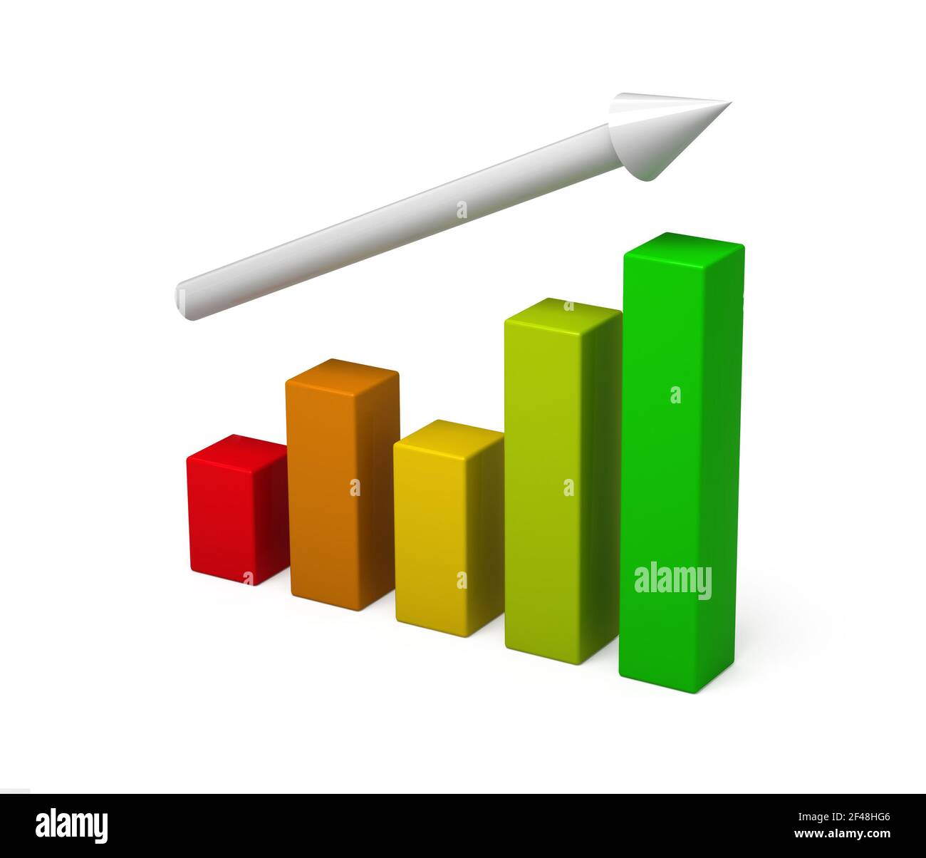 3D Bar Chart. Concept growth and rise. Isolated on a white background ...