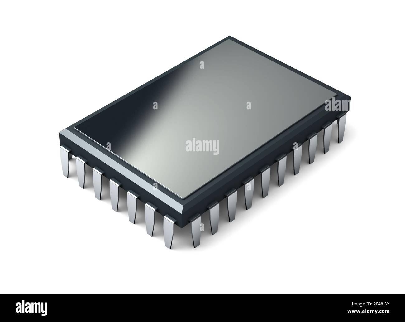 Microchip isolated on white background. High resolution 3d render. Family of microchip ...