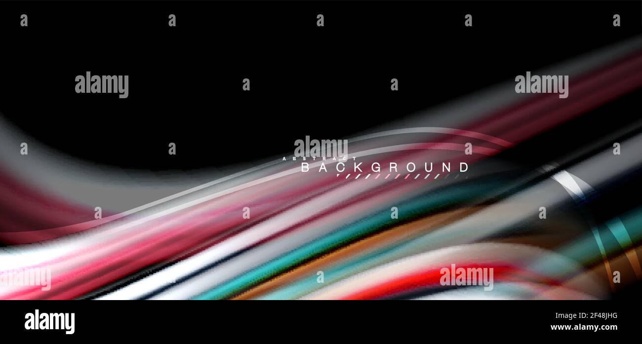 Multicolored wave lines on black background design. Multicolored wave ...