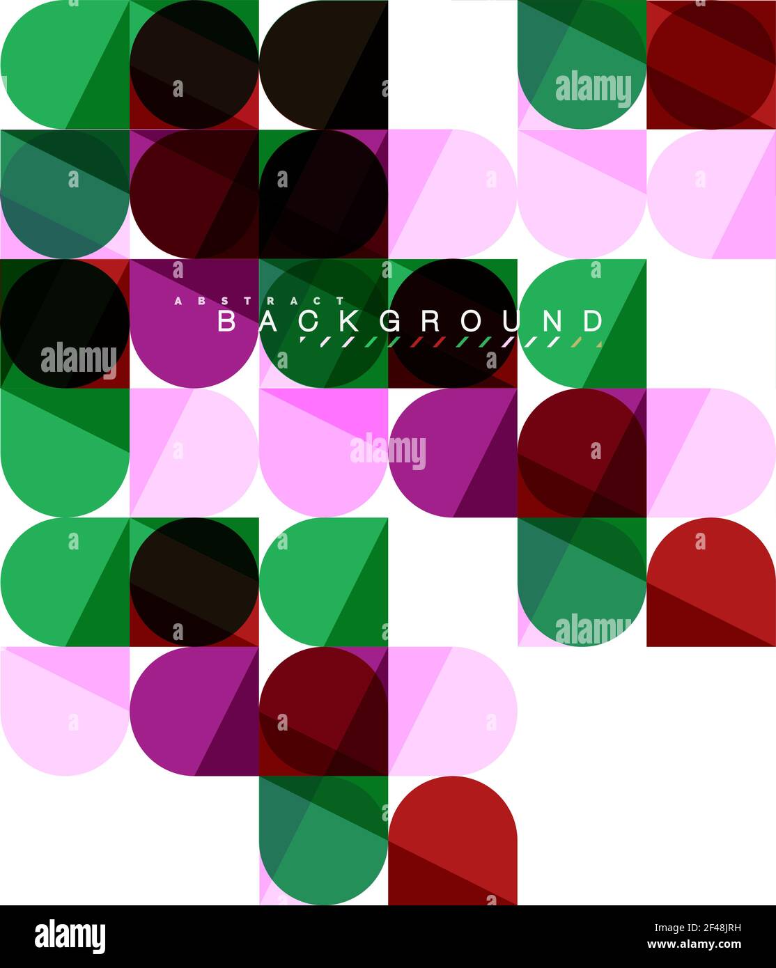 Round square geometric shapes on white, tile mosaic abstract background ...