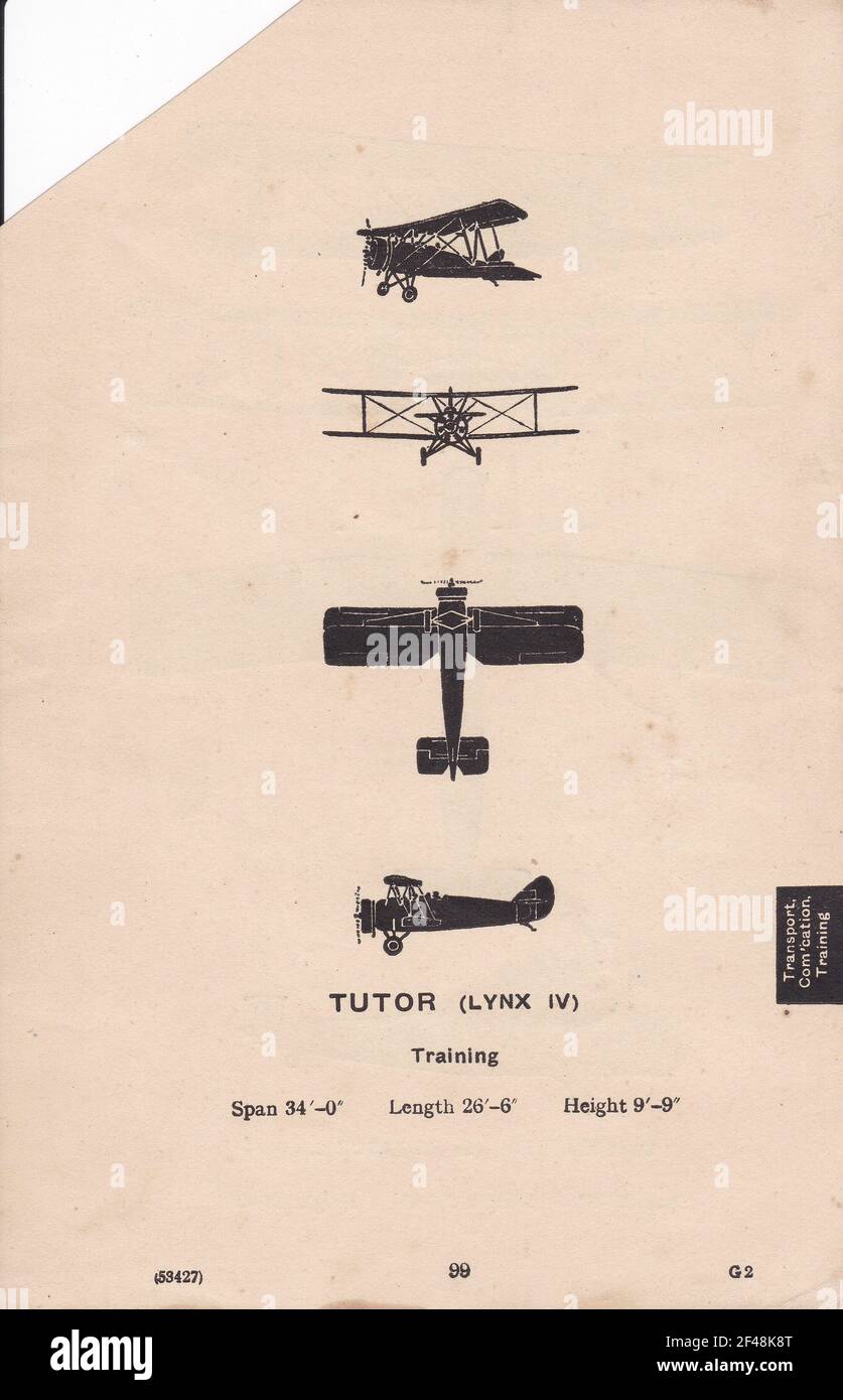 WW2 plane recognition - Tutor (LYNX IV) Training Stock Photo - Alamy