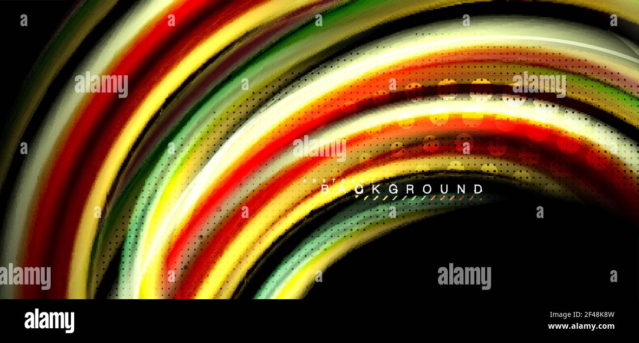 Multicolored wave lines on black background design. Multicolored wave ...
