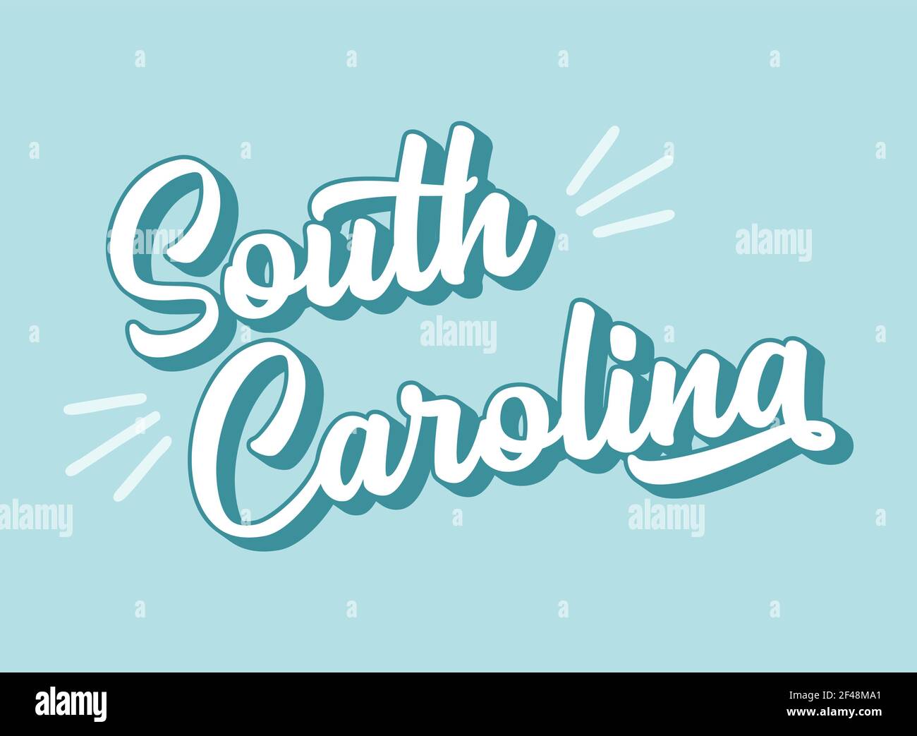 Hand sketched SOUTH CAROLINA text. 3D vintage, retro lettering for ...