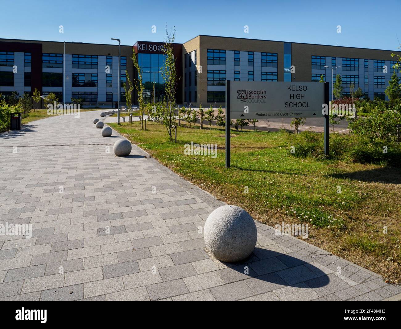 Kelso, Scotland, Borders - new (2020) High School, the entrance path ...
