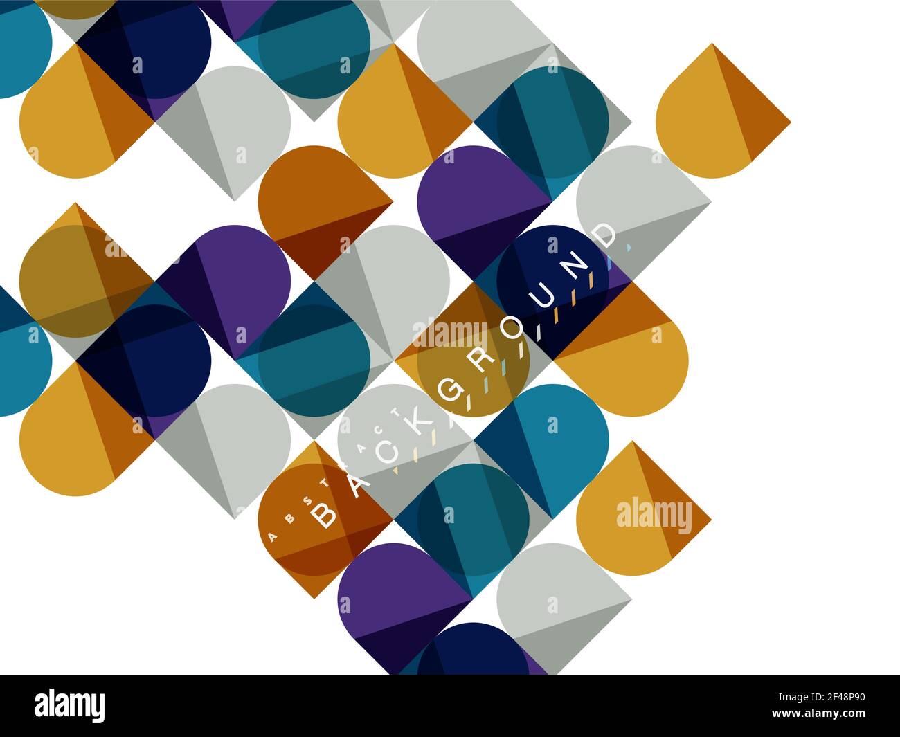 Round square geometric shapes on white, tile mosaic abstract background ...