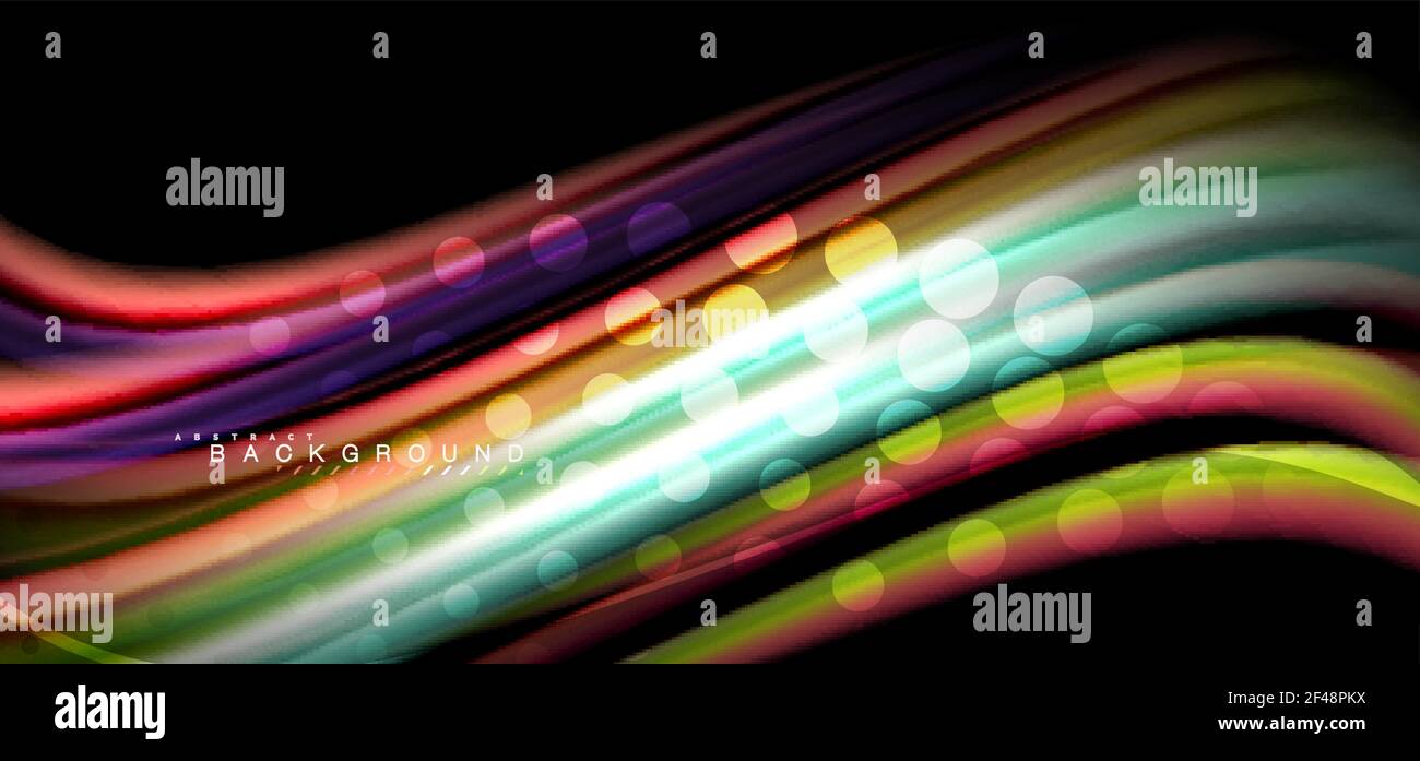 Multicolored wave lines on black background design. Multicolored wave ...