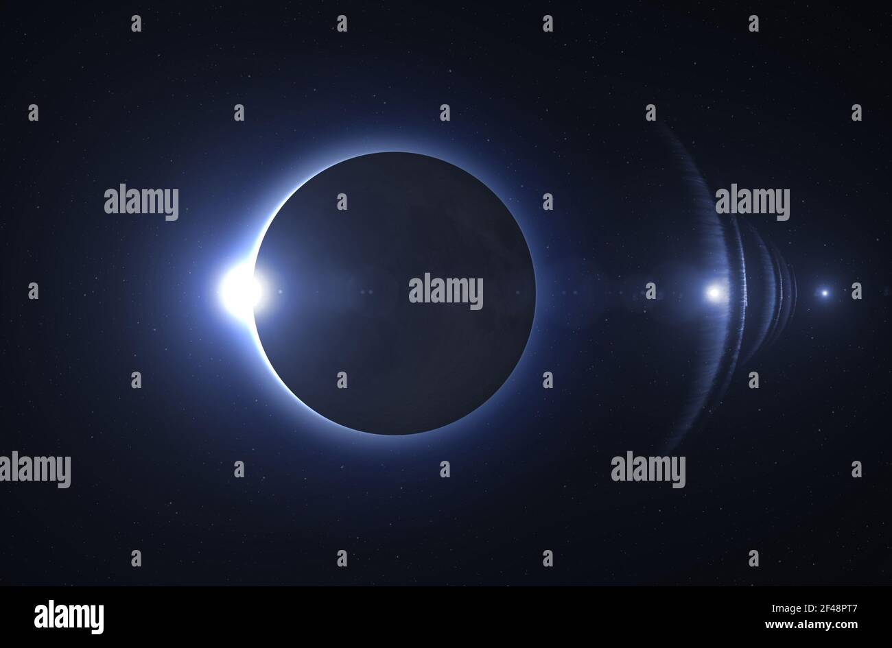 Solar Eclipse in blue toned. Solar eclipse, phenomenon when Moon passes ...