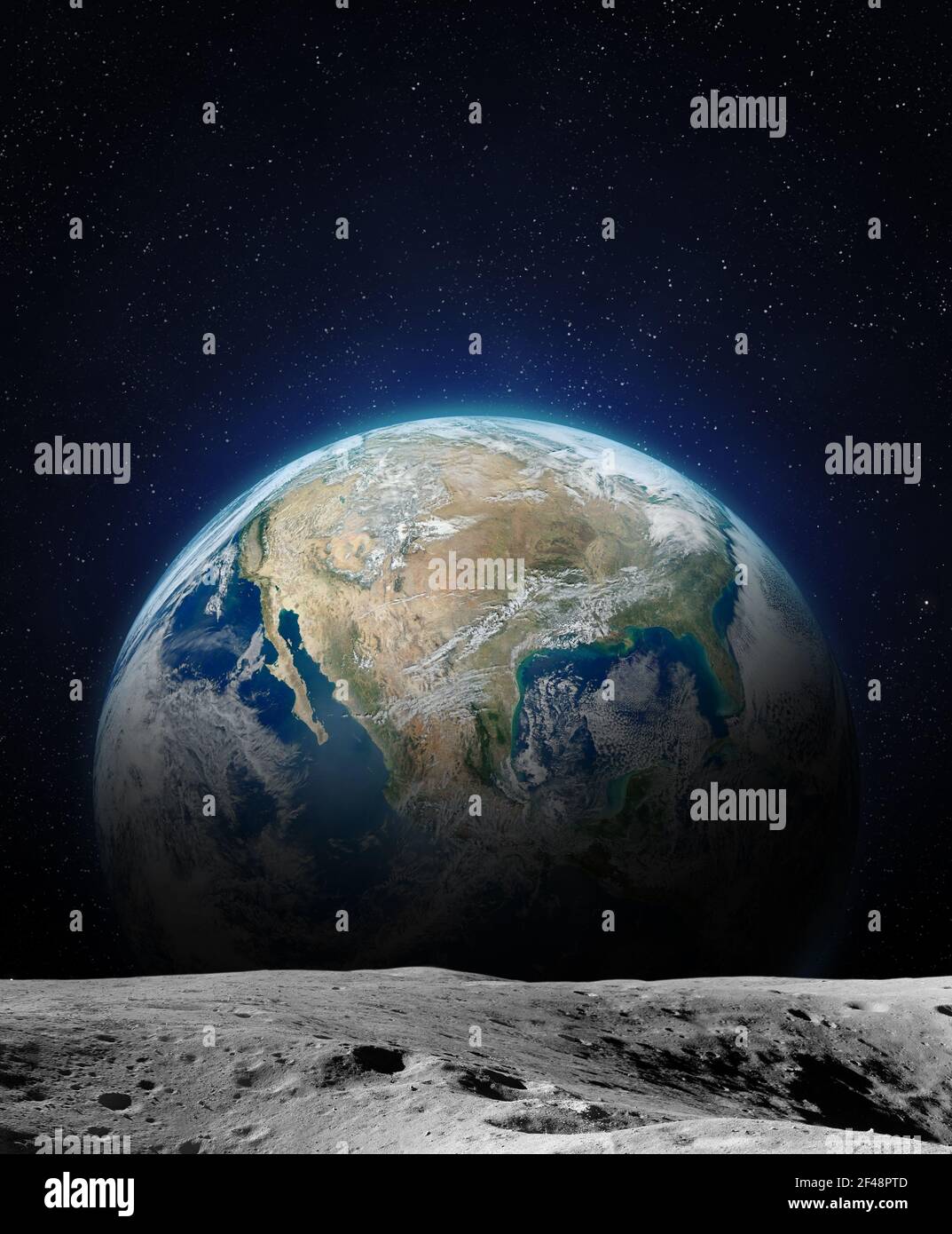 The Earth from moon surface. This image elements furnished by NASA ...