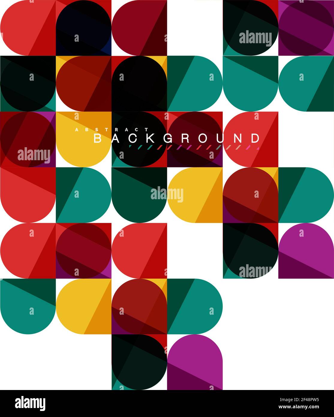 Round square geometric shapes on white, tile mosaic abstract background ...