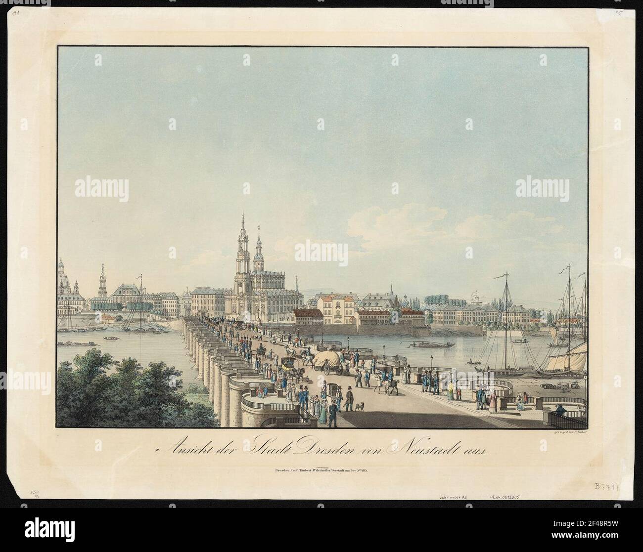 View of the city of Dresden from the Neustadt, etching, around 1820 ...