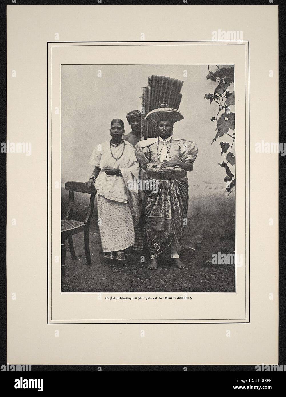 Singhalese chief with his wife and servant in solid clothes Stock Photo ...