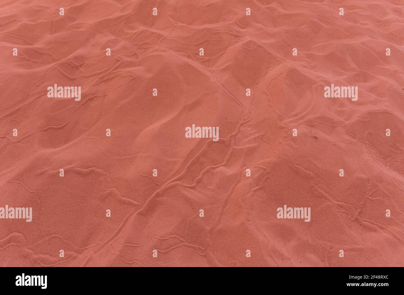 The red sand of Wadi Rum Protected Desert under the sunlight in Jordan ...