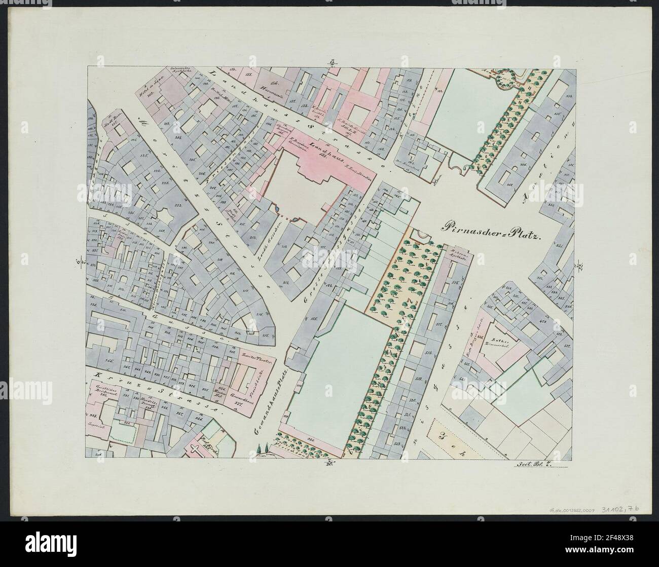 City map of Dresden, 1: 840, lithograph, 1862-1870 Stock Photo - Alamy