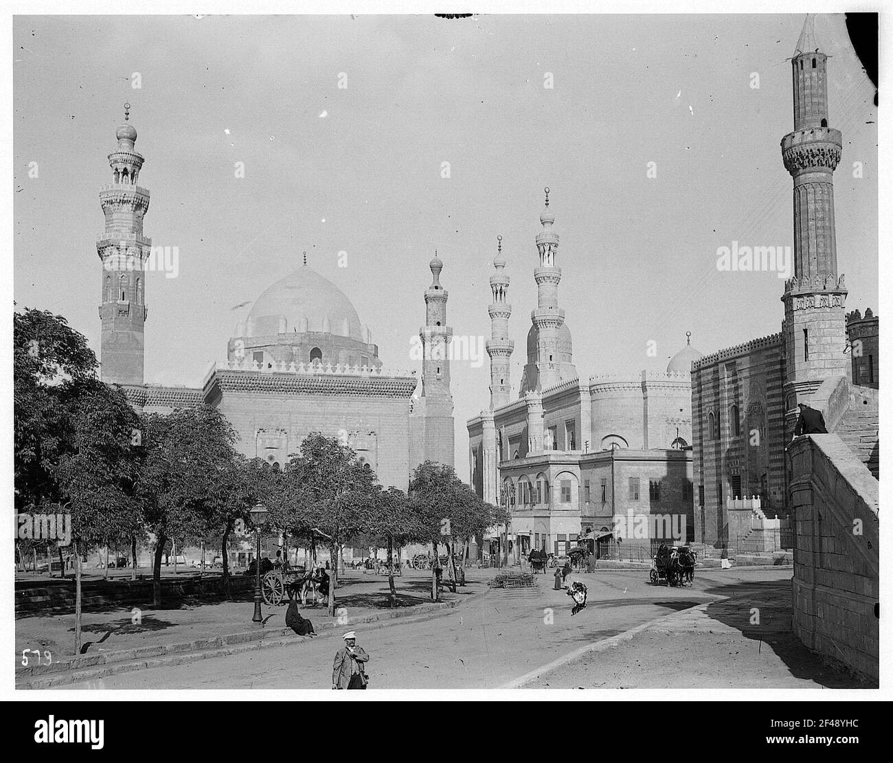 Cairo (Egypt). Locals with donkey carts and horse-drawn carriages and ...