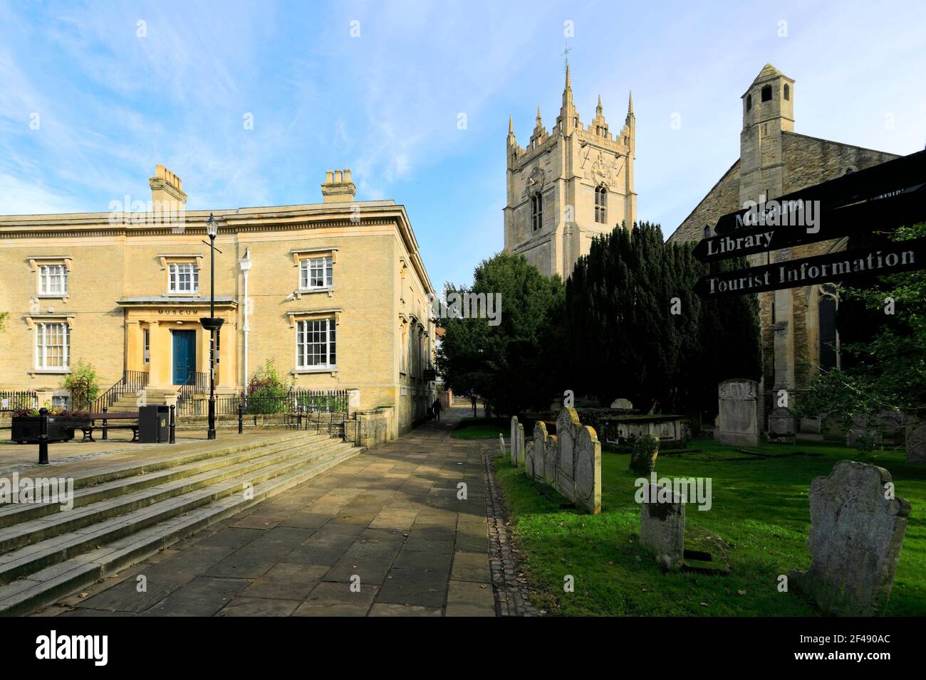 The Wisbech Museum and St Peters church, Wisbech town, Fenland ...