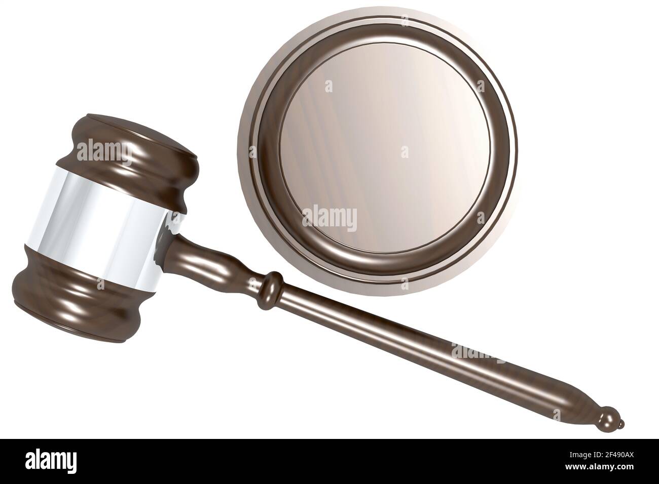 A 3D rendering of Judge hammer isolated on a white background Stock ...