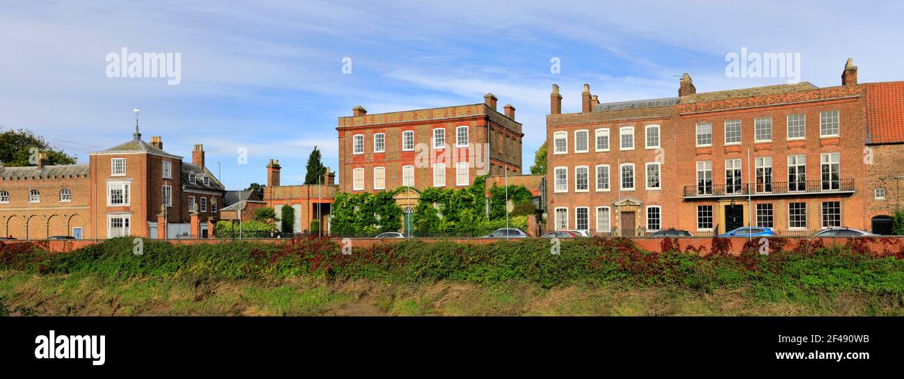 View of Peckover House, North Brink, river Nene, Wisbech town ...