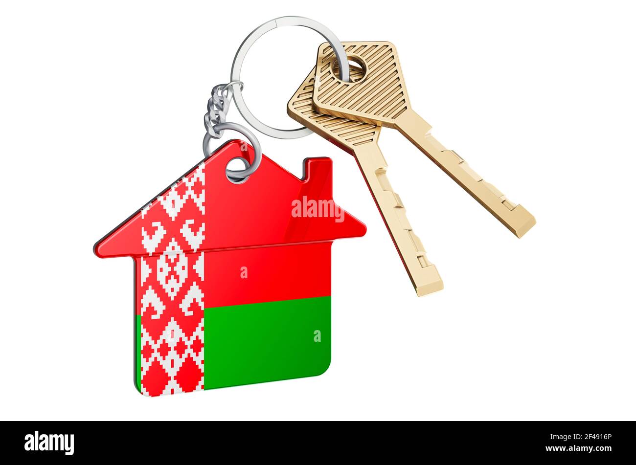 Real estate in Belarus. Home keychain with Belarusian flag. Property ...