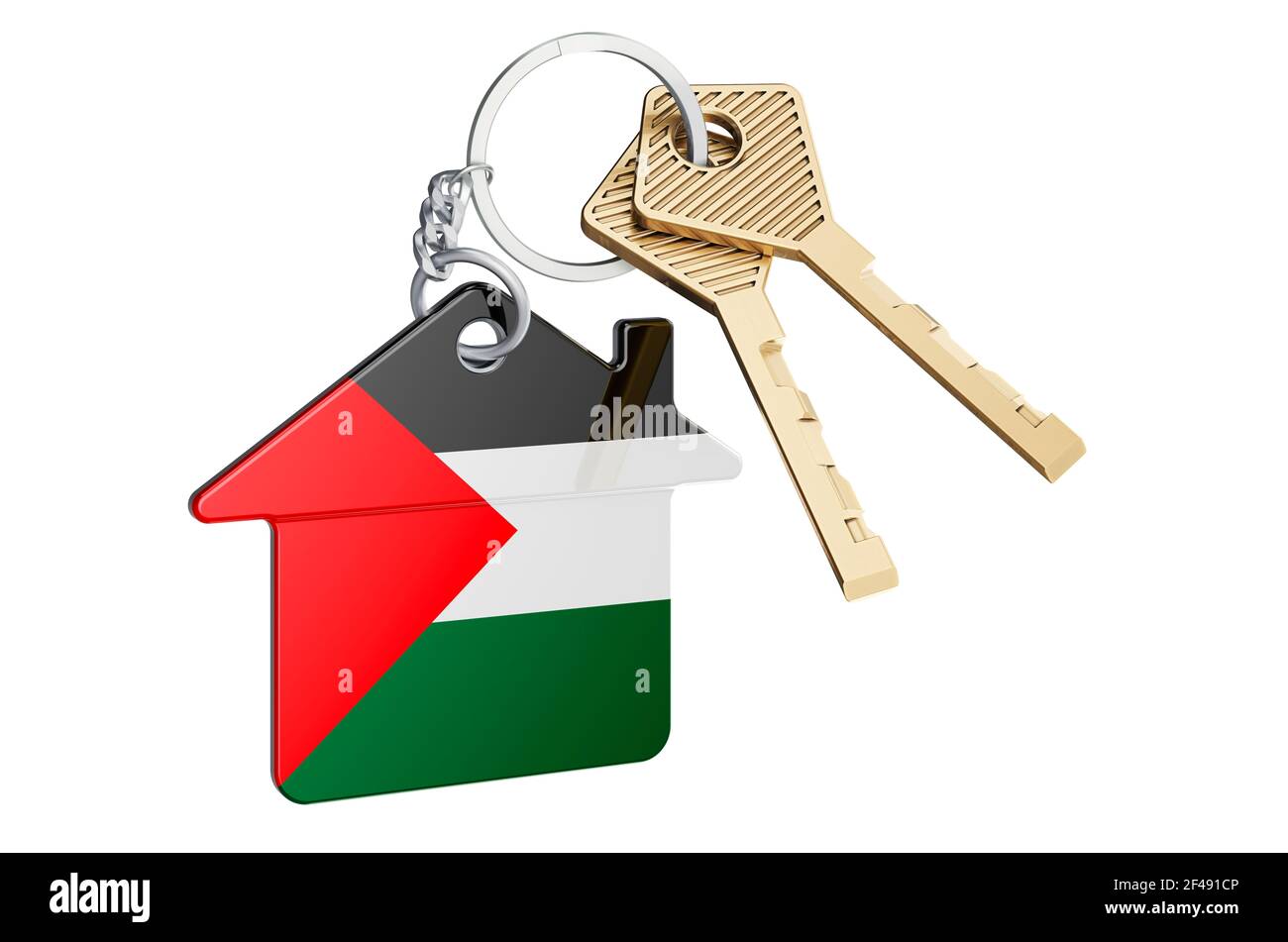 Real estate in Palestine. Home keychain with Palestinian flag. Property ...