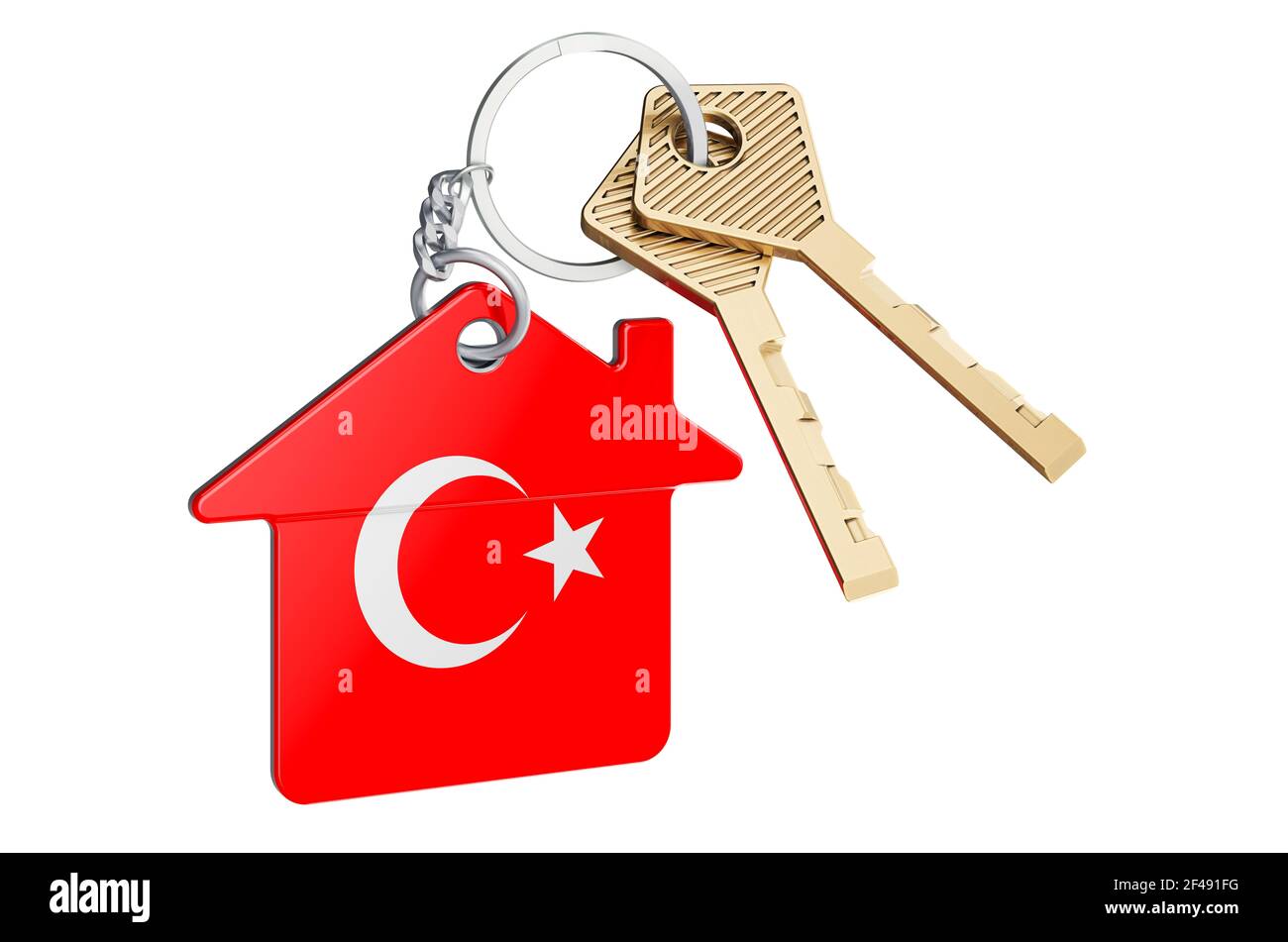 Real estate in Turkey. Home keychain with Turkish flag. Property, rent ...