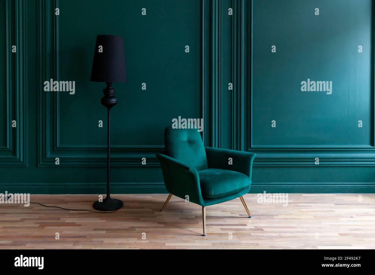 Beautiful luxury classic blue green clean interior room in classic ...