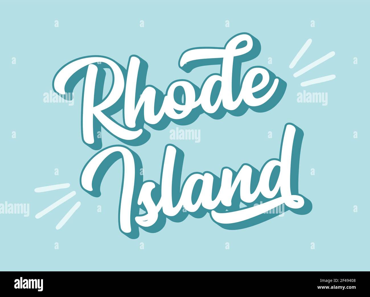 Hand sketched RHODE ISLAND text. 3D vintage, retro lettering for poster ...