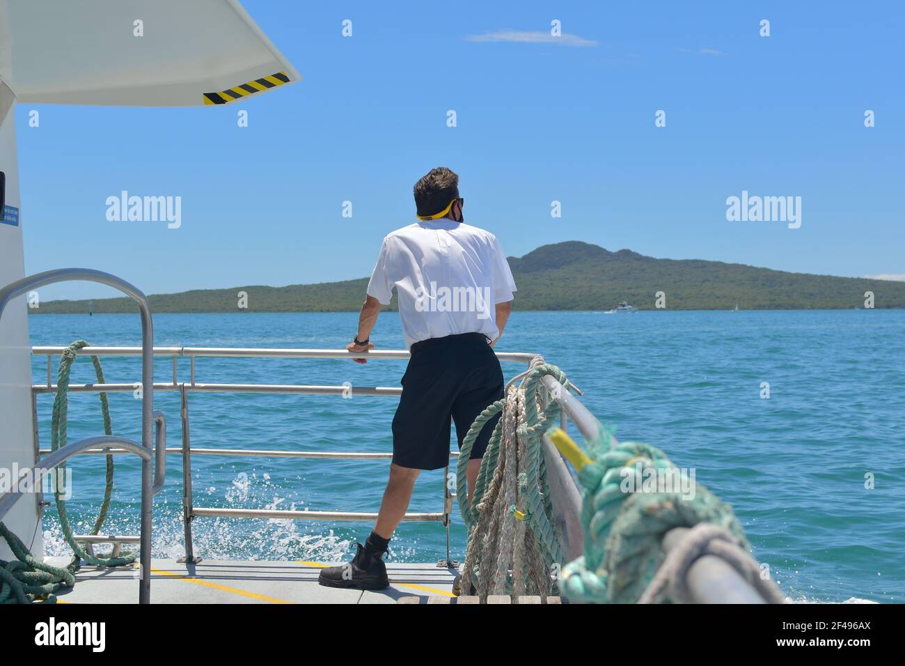 A crew member (deckhand) on board Fullers ferry Stock Photo - Alamy