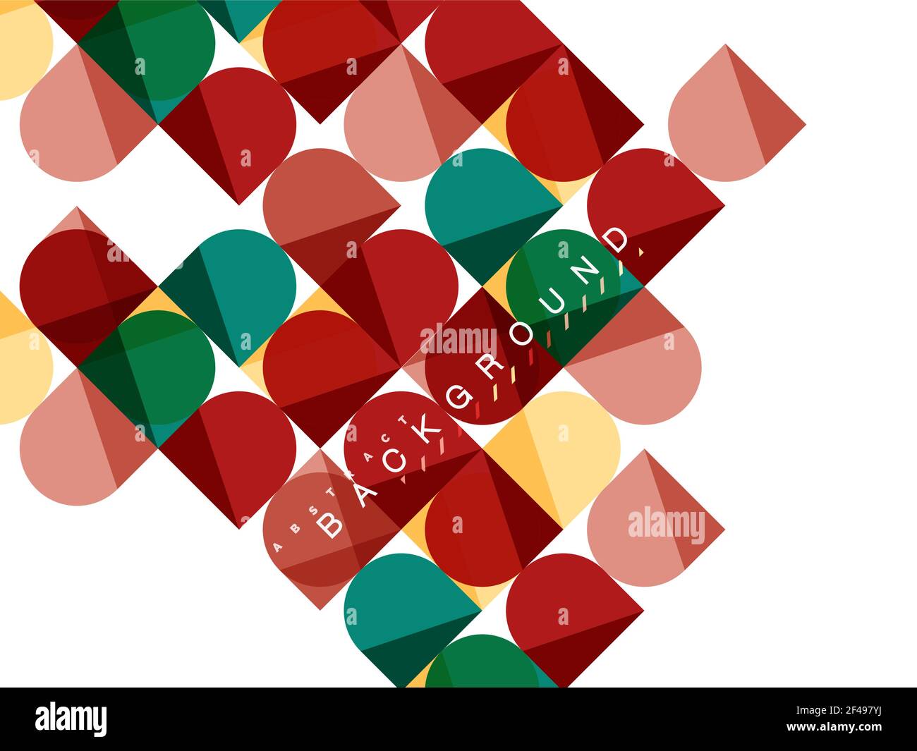 Round square geometric shapes on white, tile mosaic abstract background ...