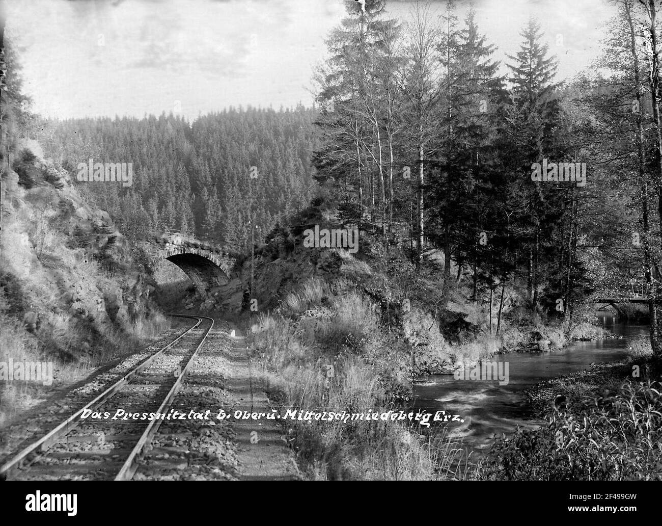 Railway line in viewing station Selector with viaduct Stock Photo - Alamy