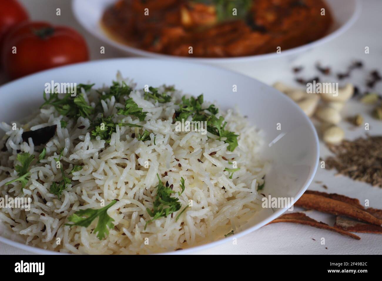 Steamed basmati rice flavoured with Cumin and spices served with a ...