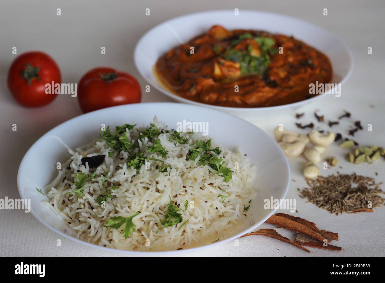 Steamed basmati rice flavoured with Cumin and spices served with a ...