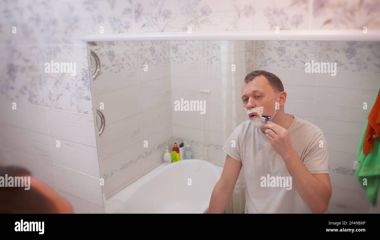 Chest man shaving hi-res stock photography and images - Alamy