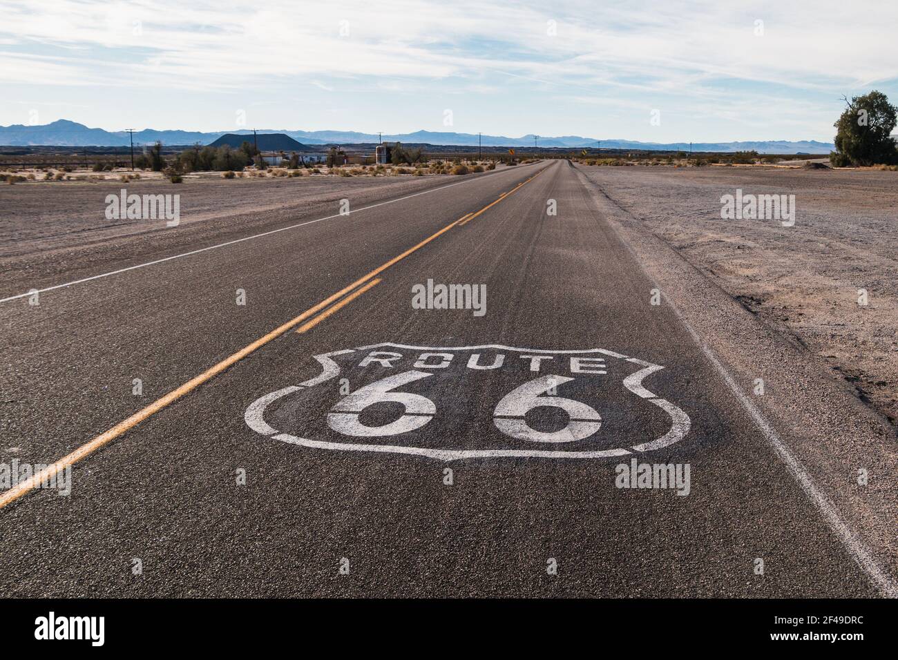 Route 66 pavement sign desert hi-res stock photography and images - Alamy