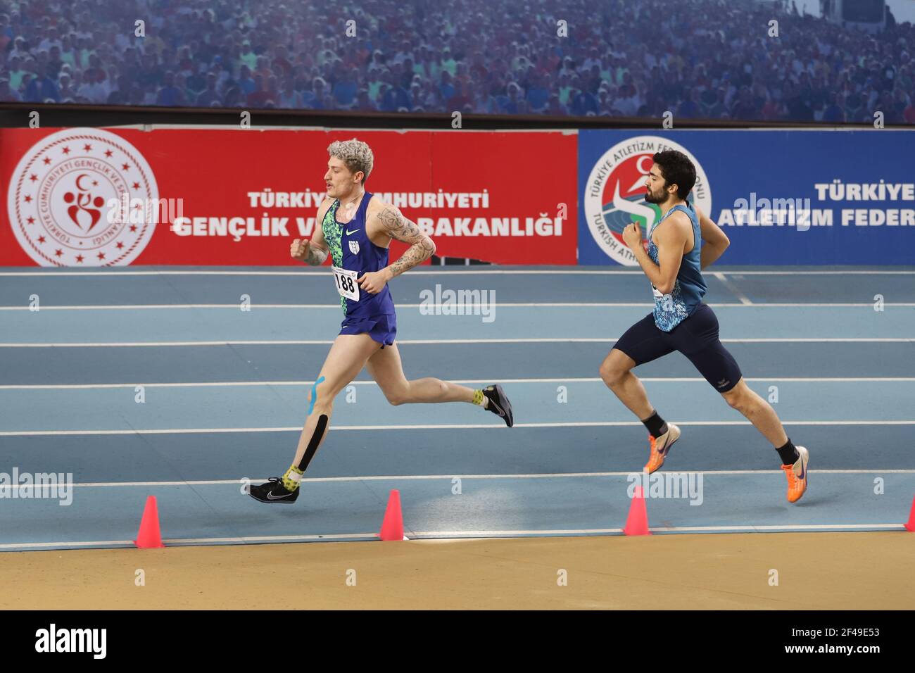 ISTANBUL, TURKEY - JANUARY 31, 2021: Athletes running during Turkish ...