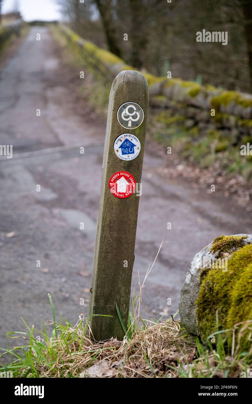 Hebden Bridge Loop on the Pennine Way, Bridle Way, Direction Signs Near ...