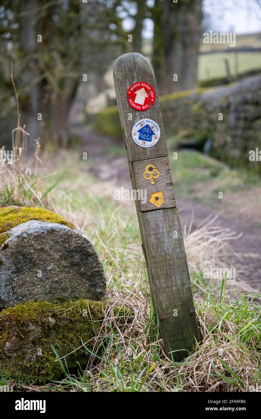 Hebden Bridge Loop on the Pennine Way, Bridle Way, Direction Signs Near ...