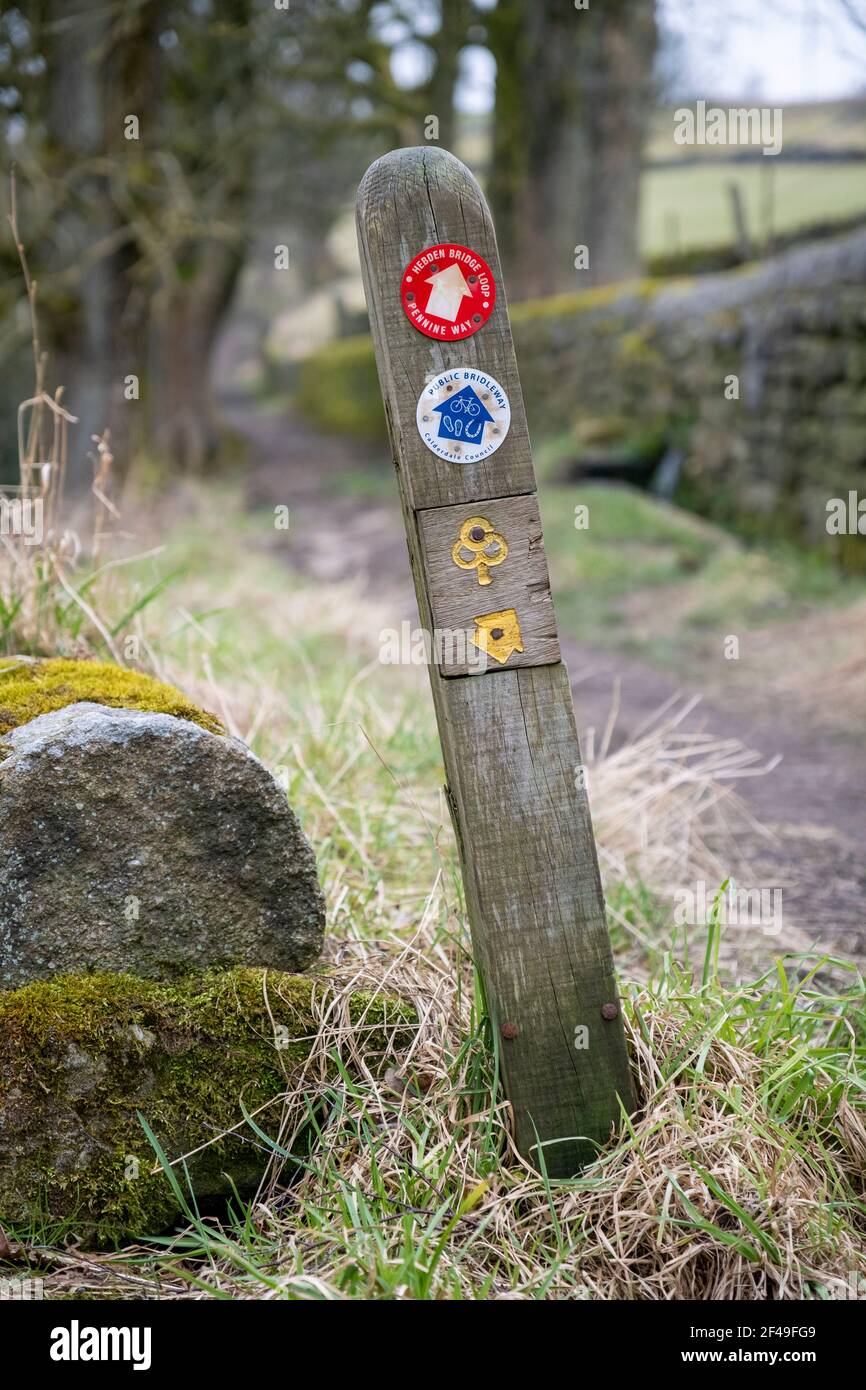 Hebden Bridge Loop on the Pennine Way, Bridle Way, Direction Signs Near ...